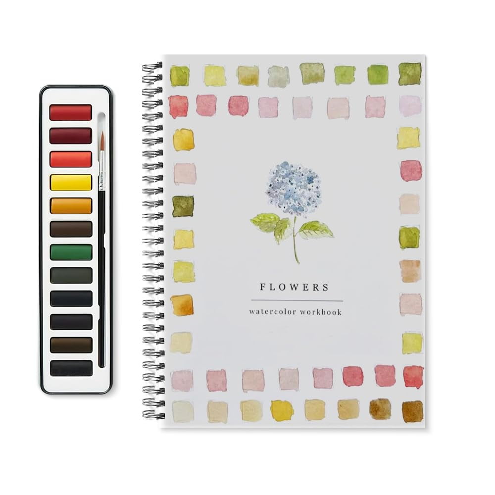 Watercolor Workbook with Sketches, 12 Colors Paint Set, Lex Studio ...