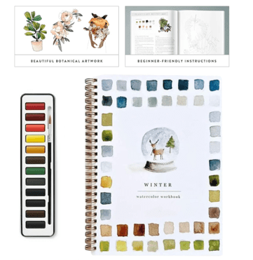 Watercolor Workbook Winter 9" with 12 Color Watercolor Paint Set and ...