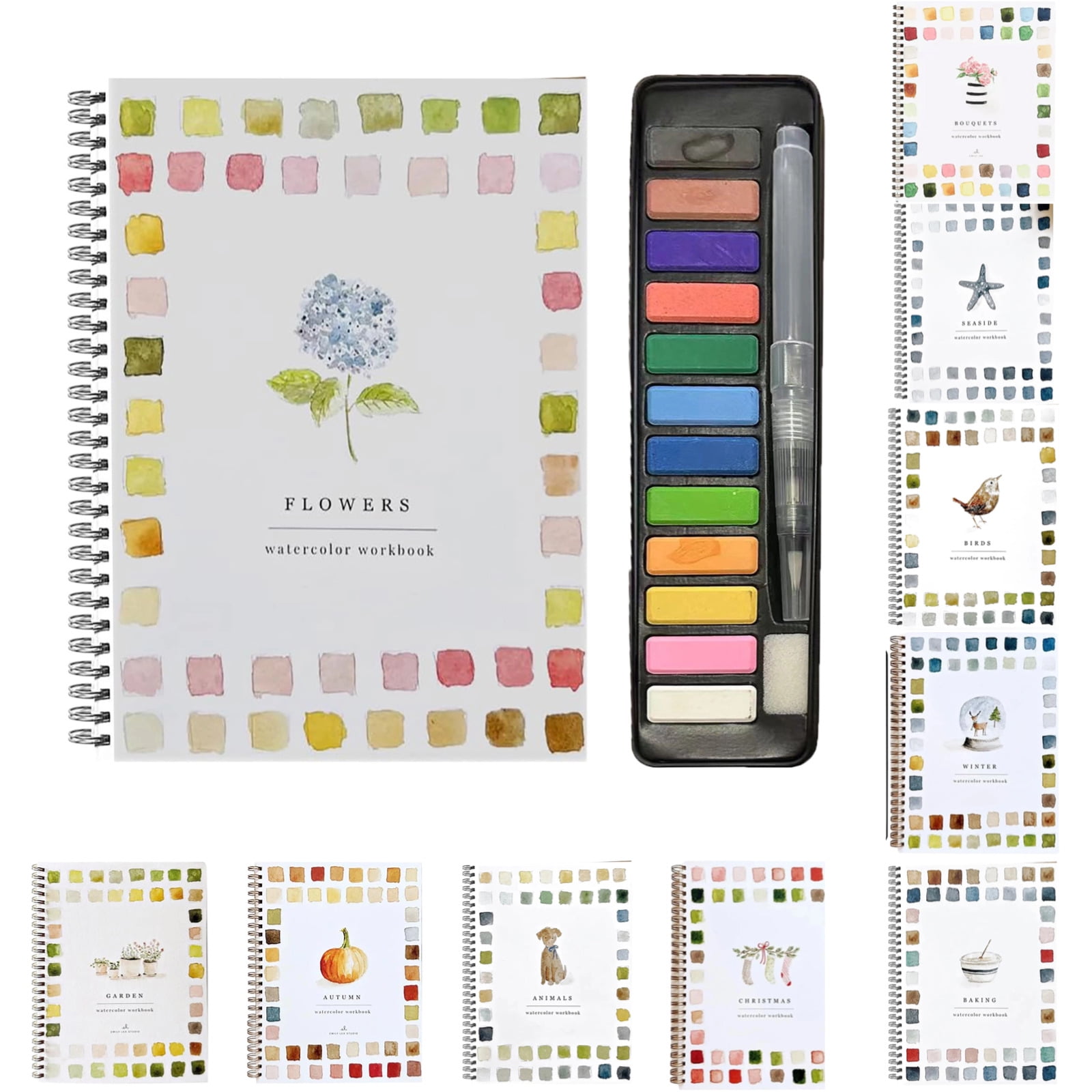 Watercolor Workbooks, 12 Colors Water color Book Paint Set with Paint ...