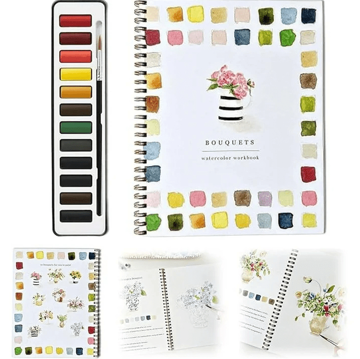 Watercolor Workbooks, Beginner-Friendly Bouquets Projects, Perfect for ...
