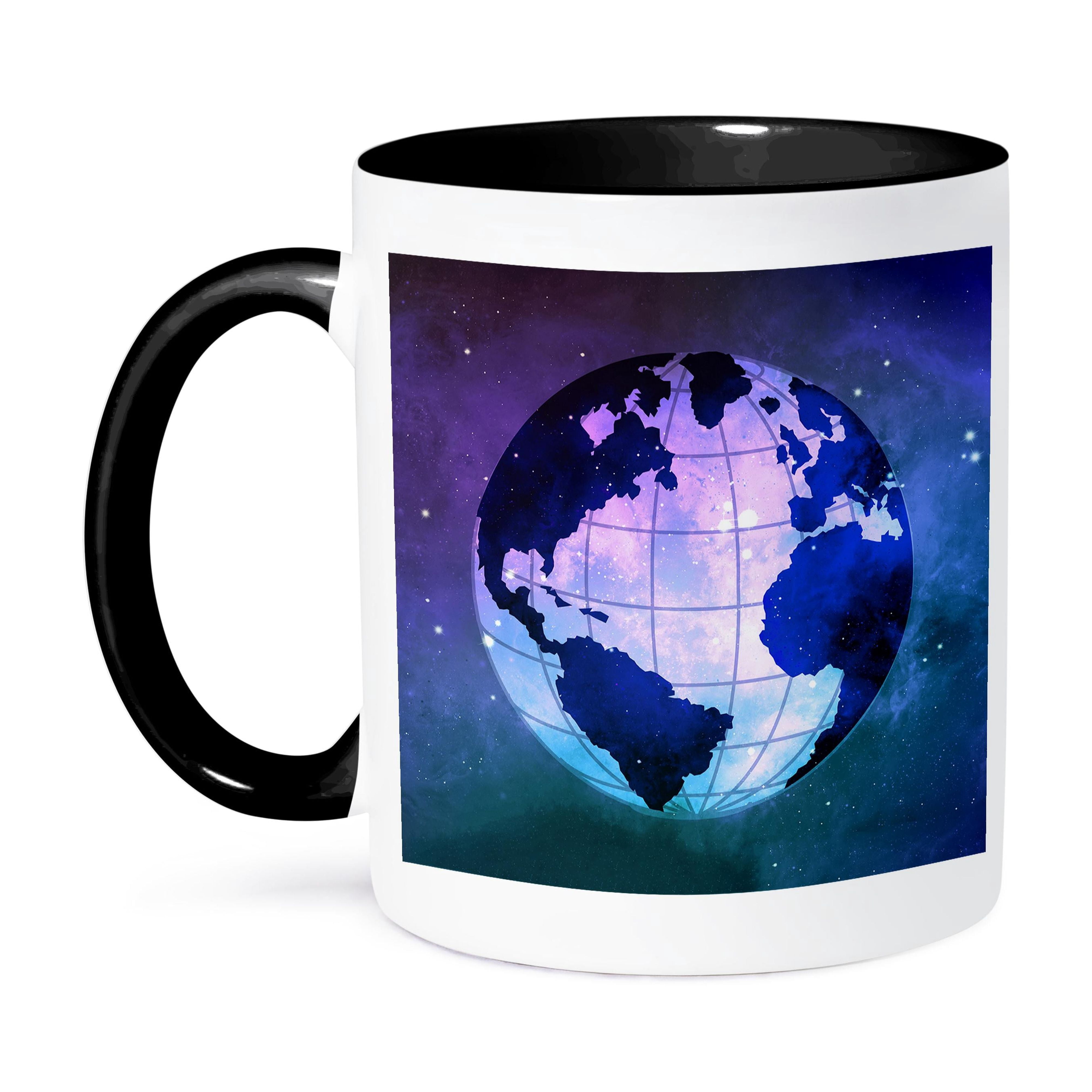 3dRose, Watercolor World Globe Illustration In Shades Of Blue, 15oz Two ...