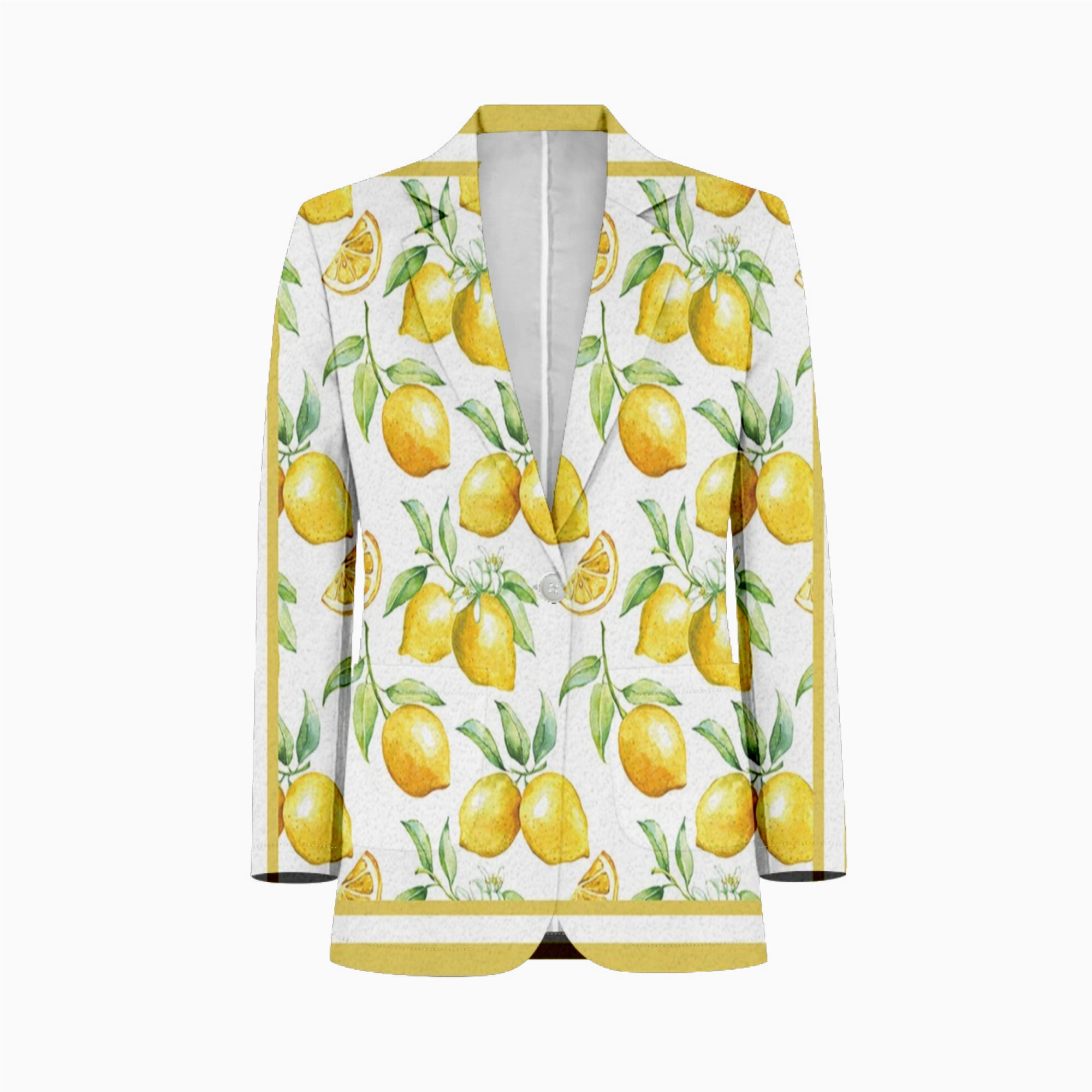 Watercolor Yellow Fruit Lemon Mens Suits Shawl Collar Slim Fit Suit ...
