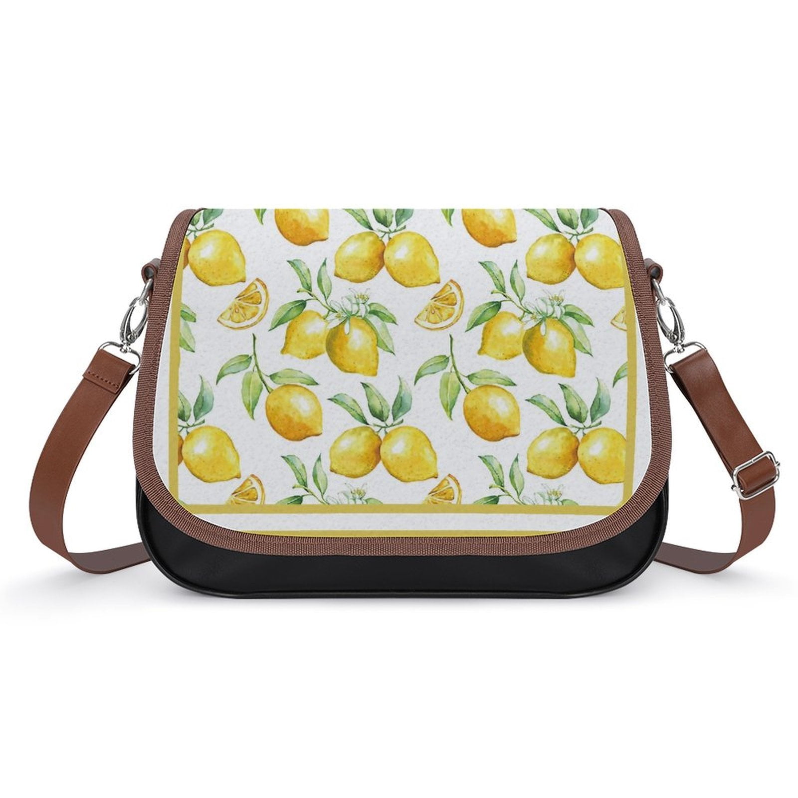 Watercolor Yellow Fruit Lemon Pu Leather Shoulder Bag Essential For ...