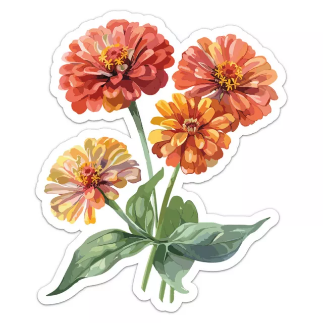 Watercolor Zinnia Flower Sticker Phone Decal Water Bottle Stickers Car ...