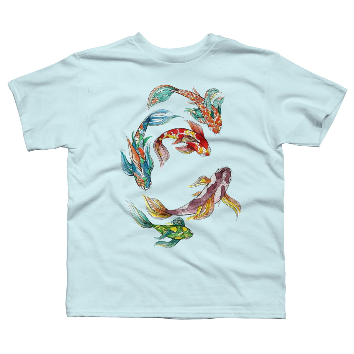 Watercolor and Ink Abstract Koi Fish Boys Light Blue Graphic Tee ...