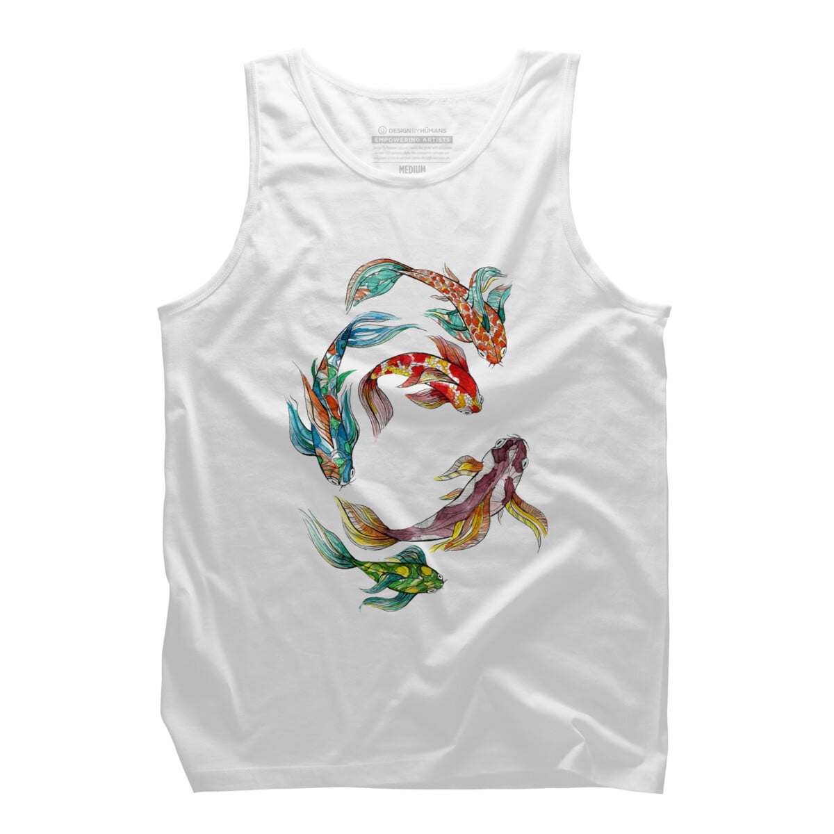 Watercolor and Ink Abstract Koi Fish Mens White Graphic Tank Top ...