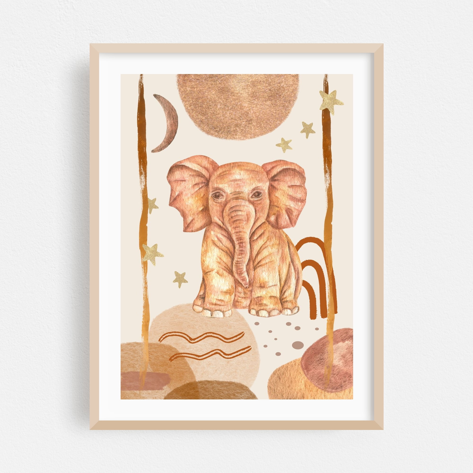 Watercolor baby elephants in boho style - Illustration Animal Boho ...