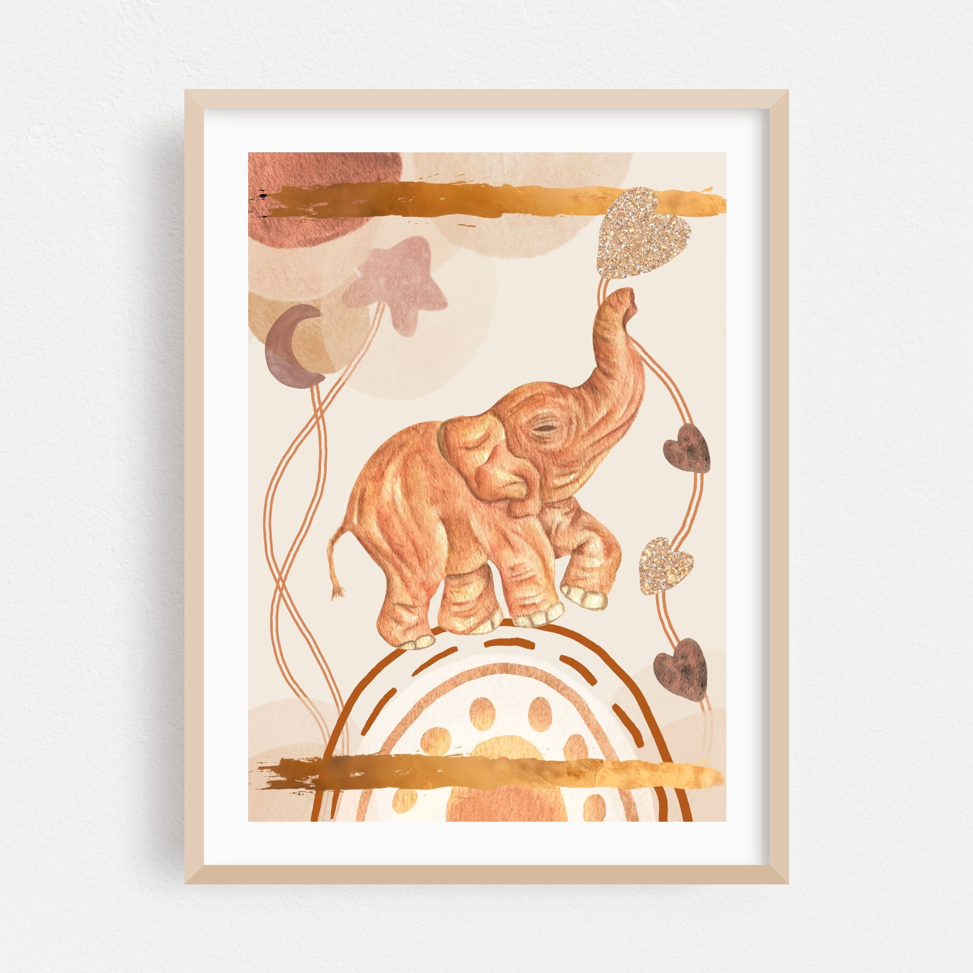 Watercolor baby elephants in boho style - Illustration Animal Whimsical ...