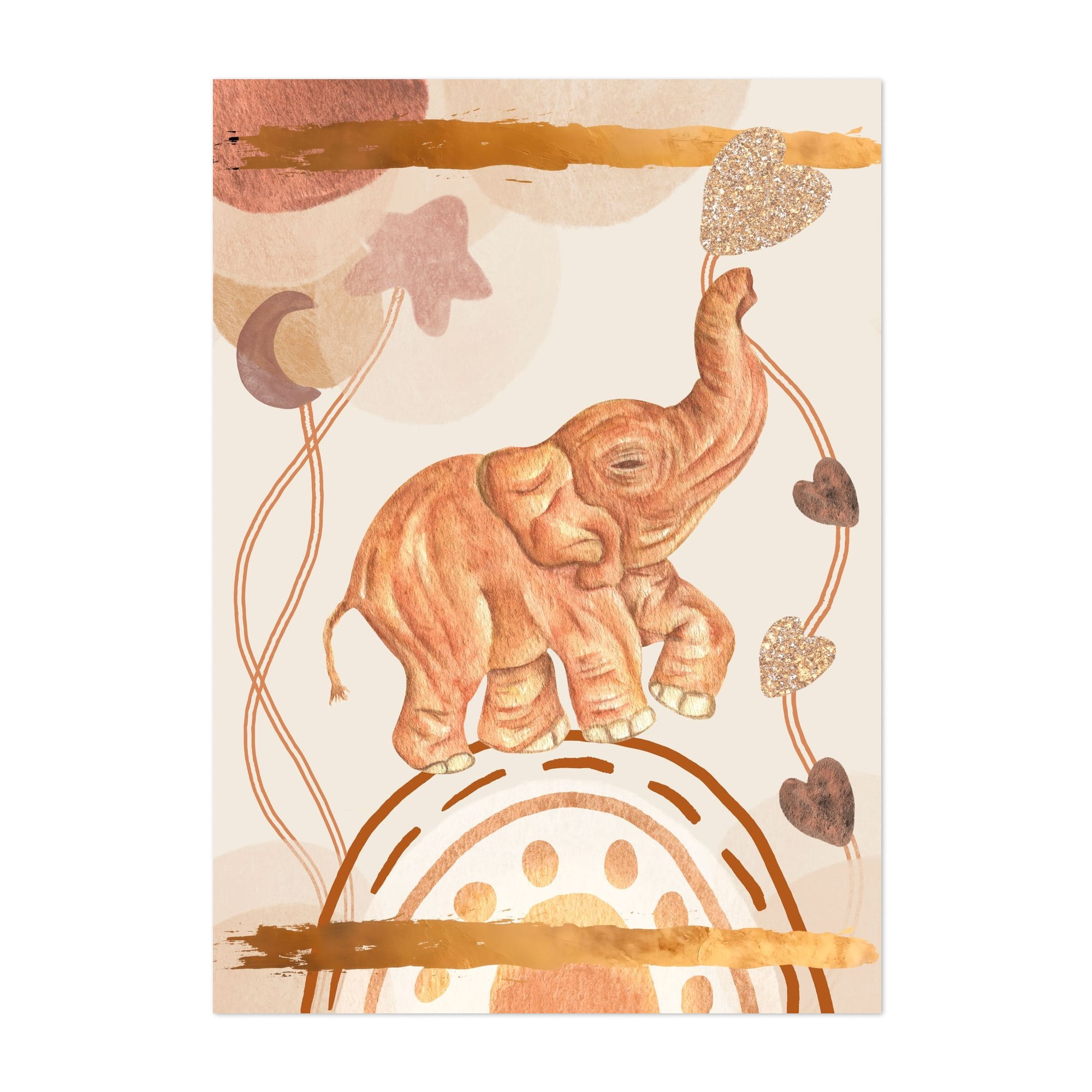 Watercolor baby elephants in boho style - Illustration Animal Whimsical ...