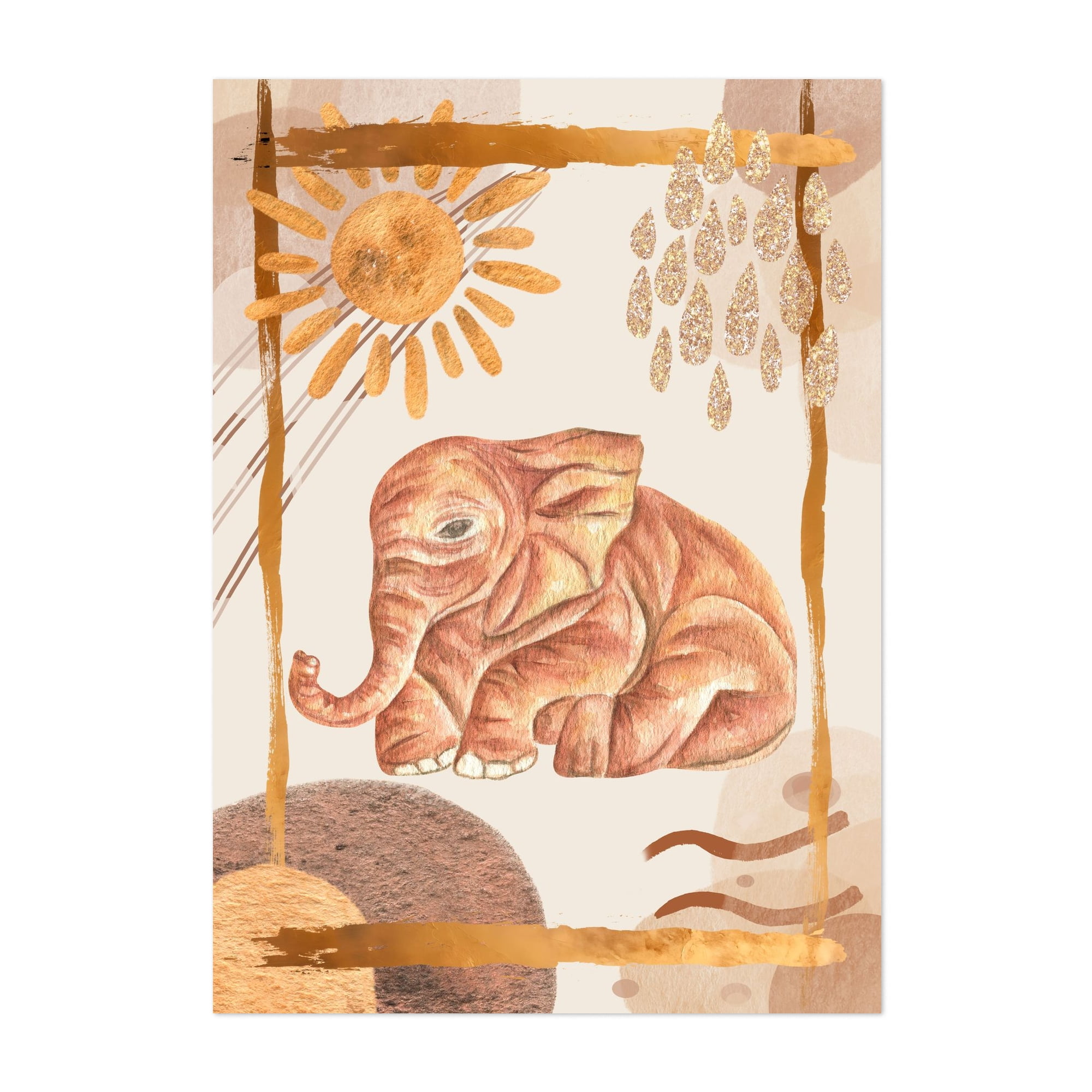 Watercolor baby elephants in boho style - Illustration Boho Animal ...