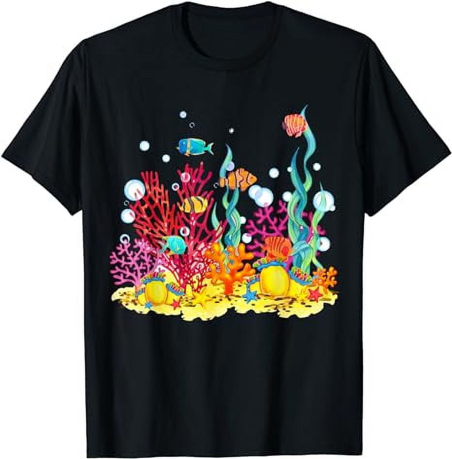 Watercolor coral reef with fish, Beautiful Underwater World T-Shirt ...