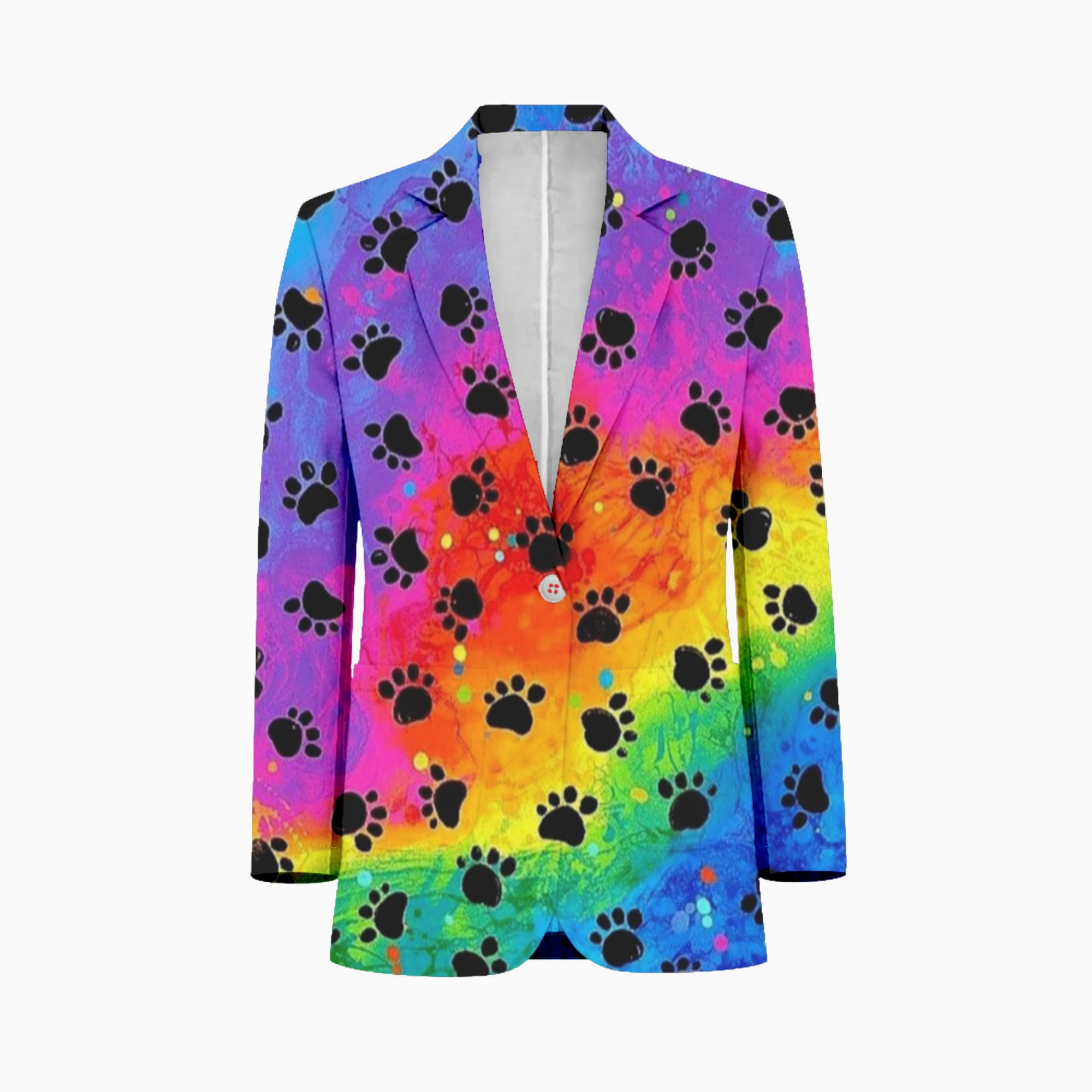 Watercolor dog paw Customized Men's Suits full man Shawl Collar ...