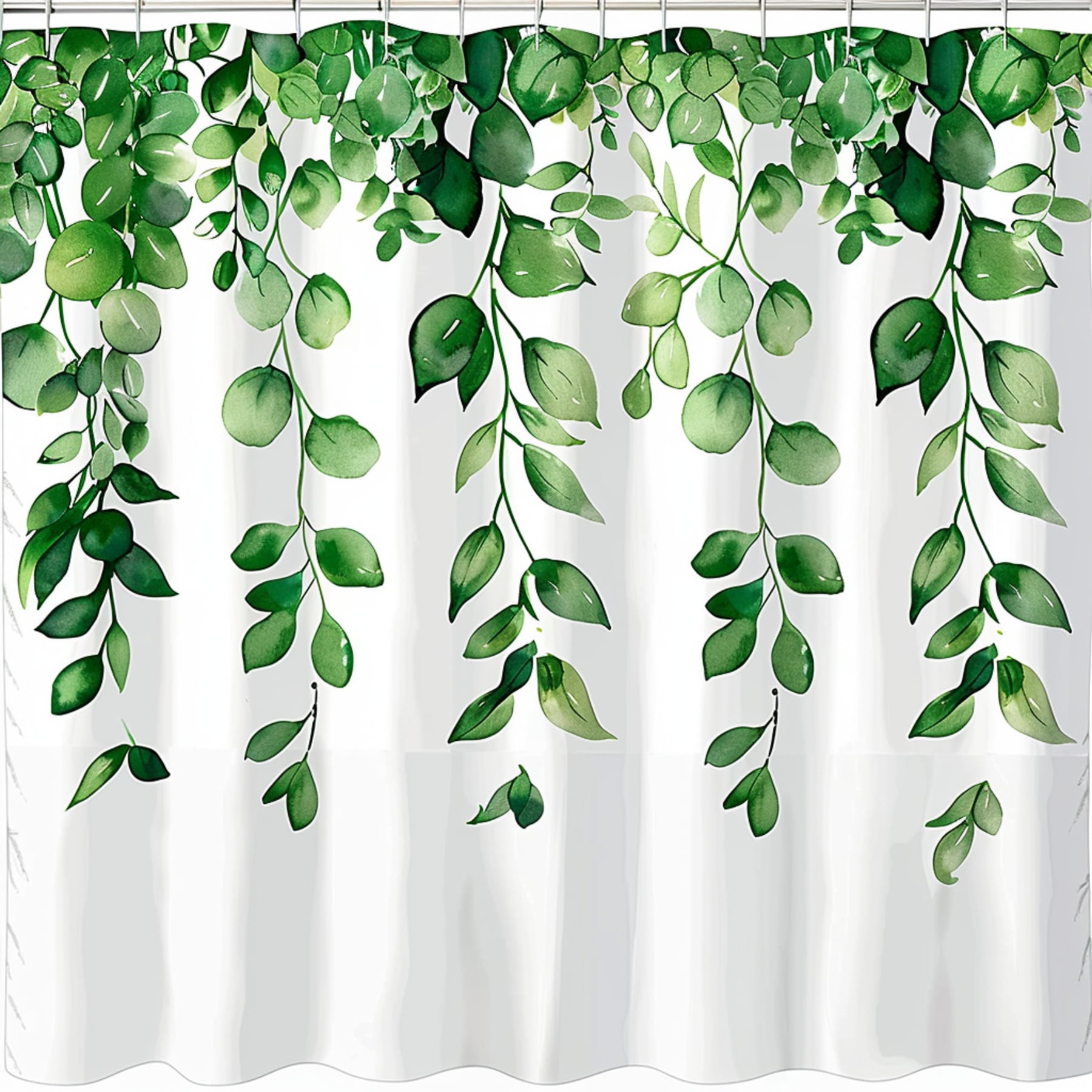 Watercolor green leaves shower curtain features a serene design with ...