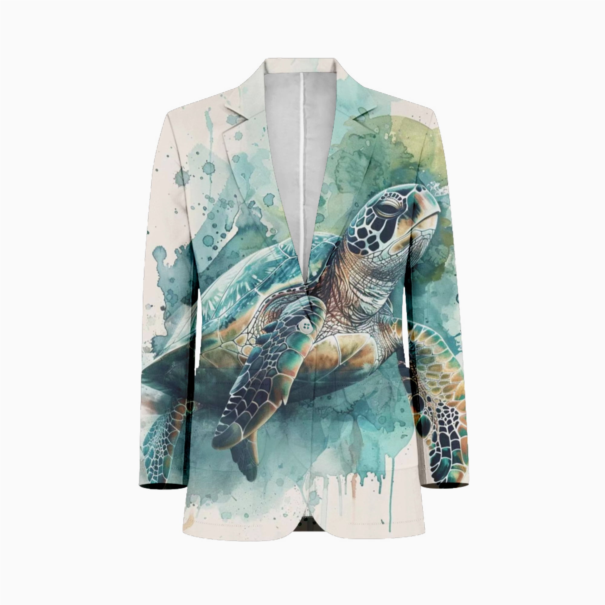 Watercolor sea turtle colorful Mens Suits Shawl Collar Slim Fit Suit ...