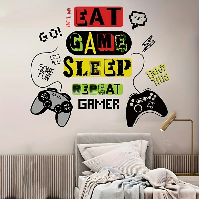 Watercolor video game vinyl wall sticker, suitable for game enthusiasts ...