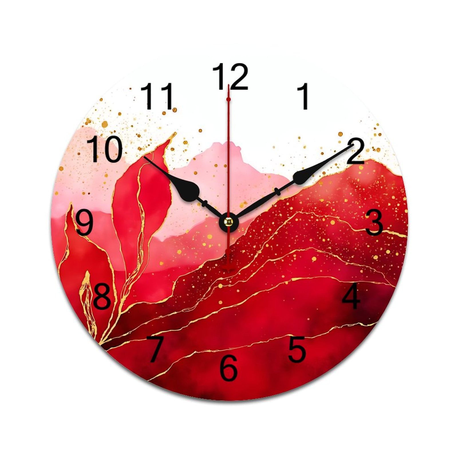 Watercolor with Red And Pink Word Saying Big Wall Clock Home Decor Art ...