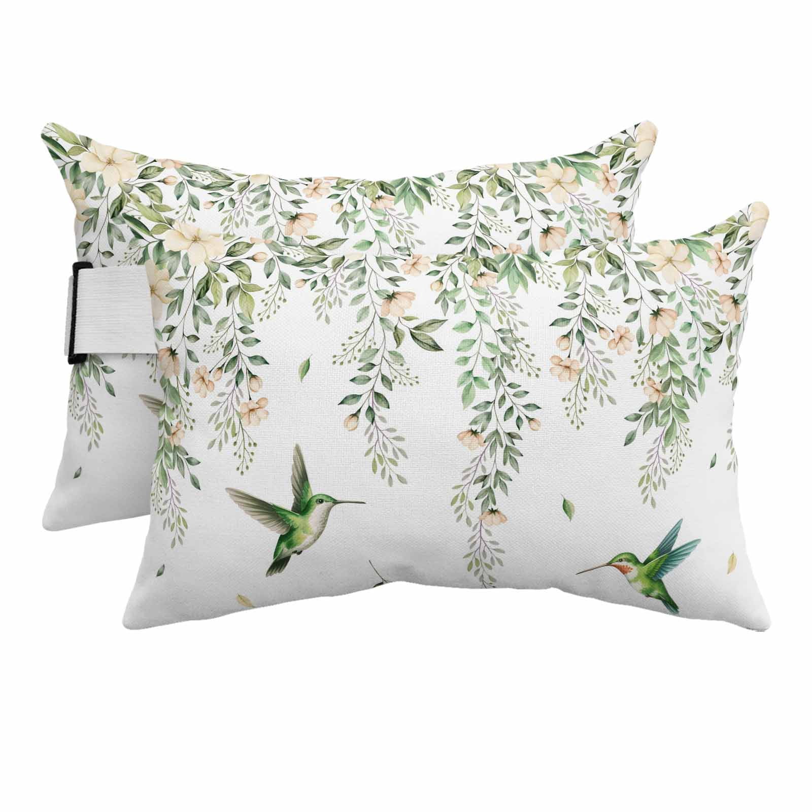 Watercolors Flowers Leaves Birds Outdoor Pillow for Chaise Lounge Chair ...