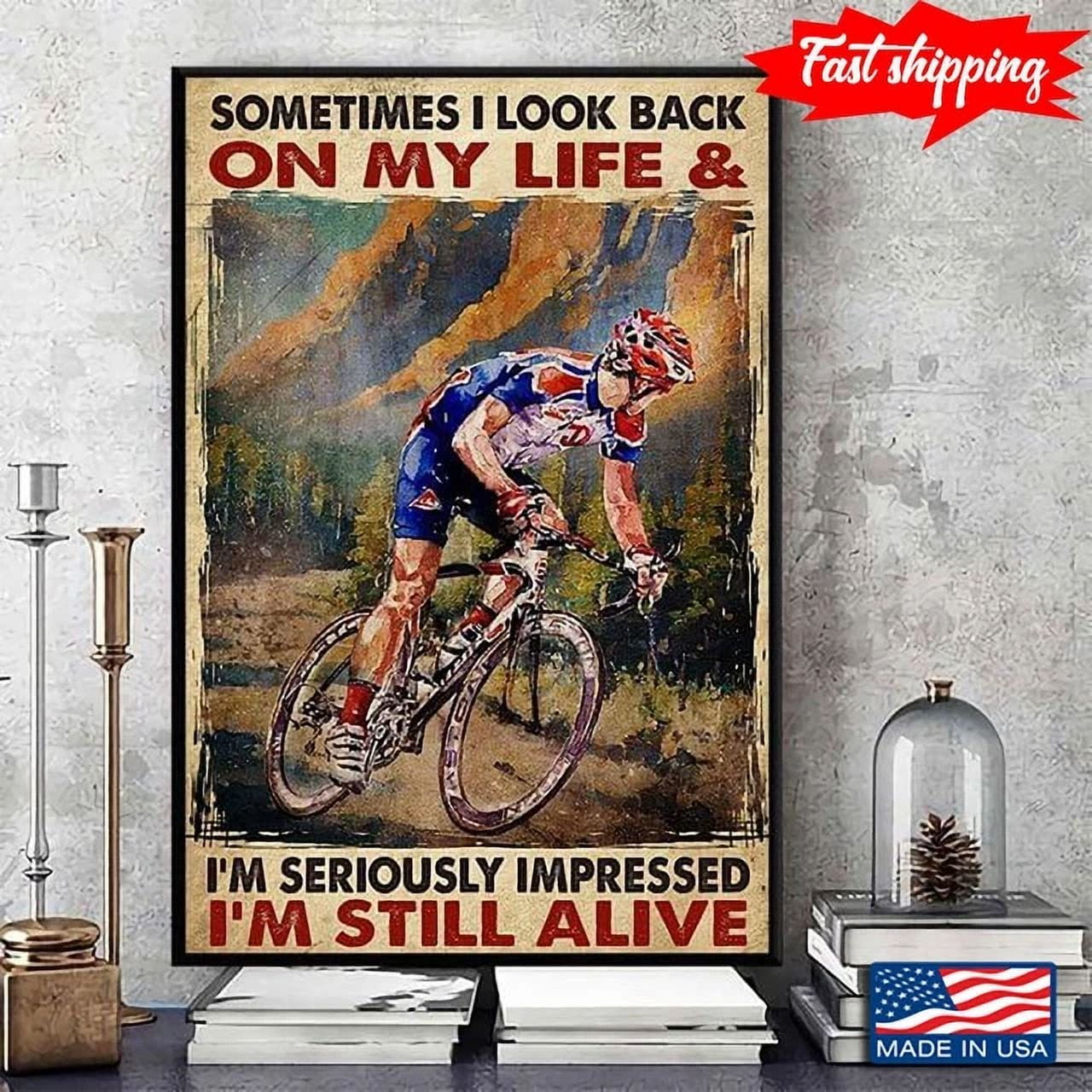 Watercolour Cyclist Painting Sometimes I Look Back On My Life &Amp Im ...