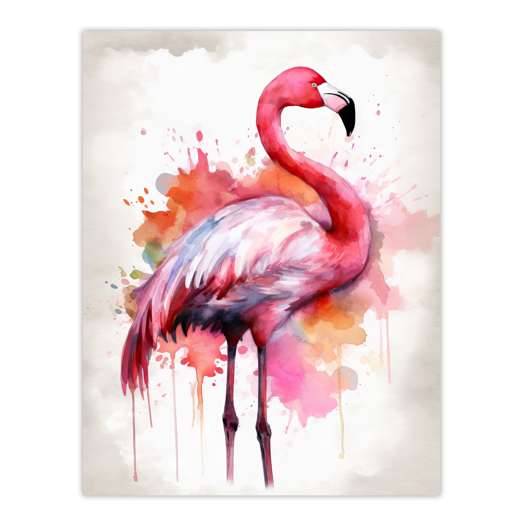 Watercolour Flamingo Pink Ink Splat Design Watercolour Extra Large XL ...