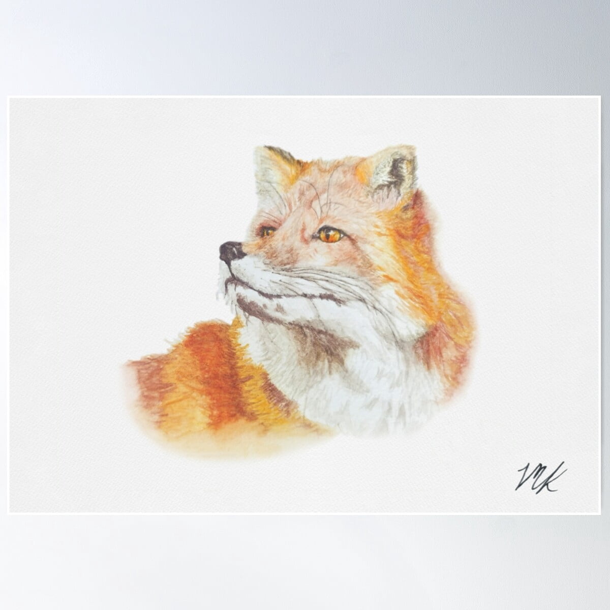 Watercolour Fox Poster Wall Art, Modern Wall Decor For Living Room ...