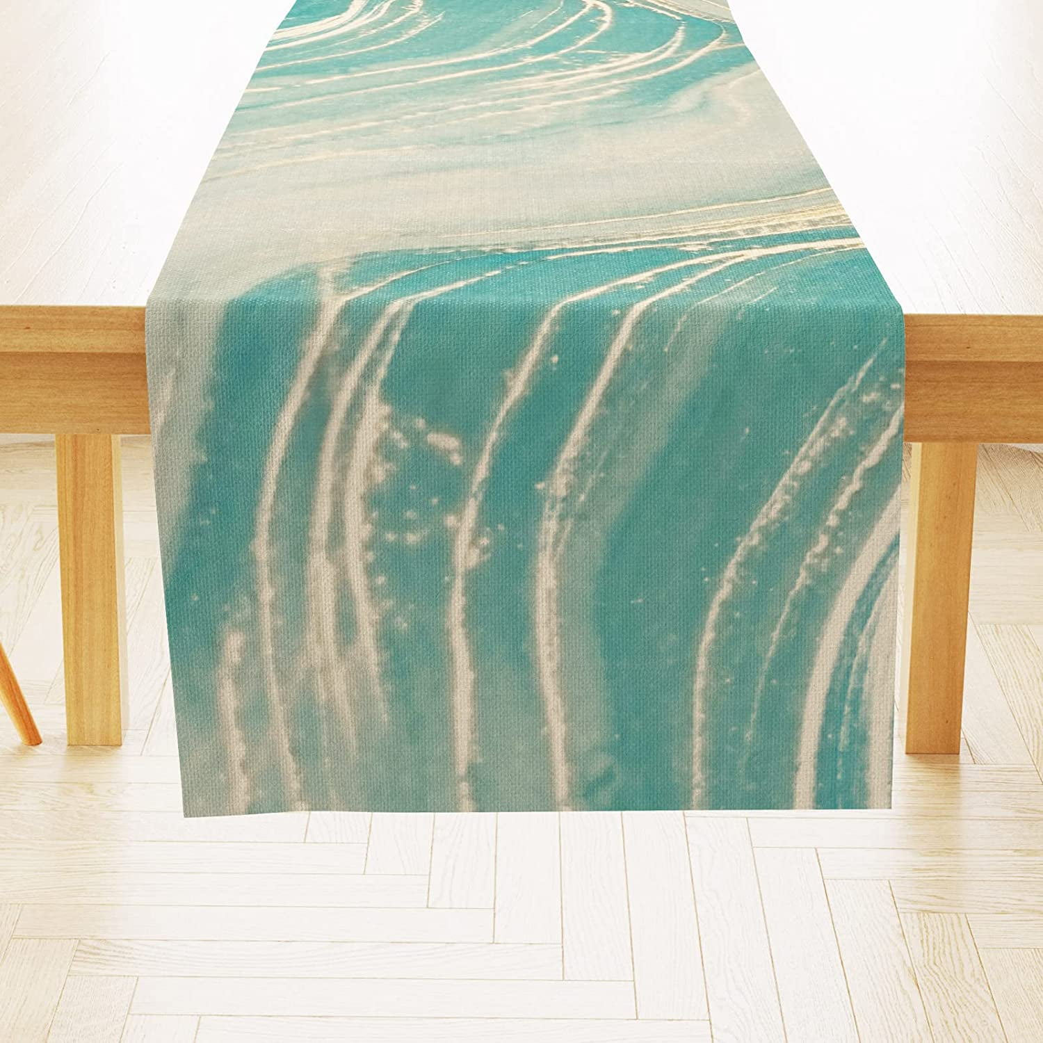 Watercolour Geometric Square Color Abstract Art BLUE GREEN Table Runner ...