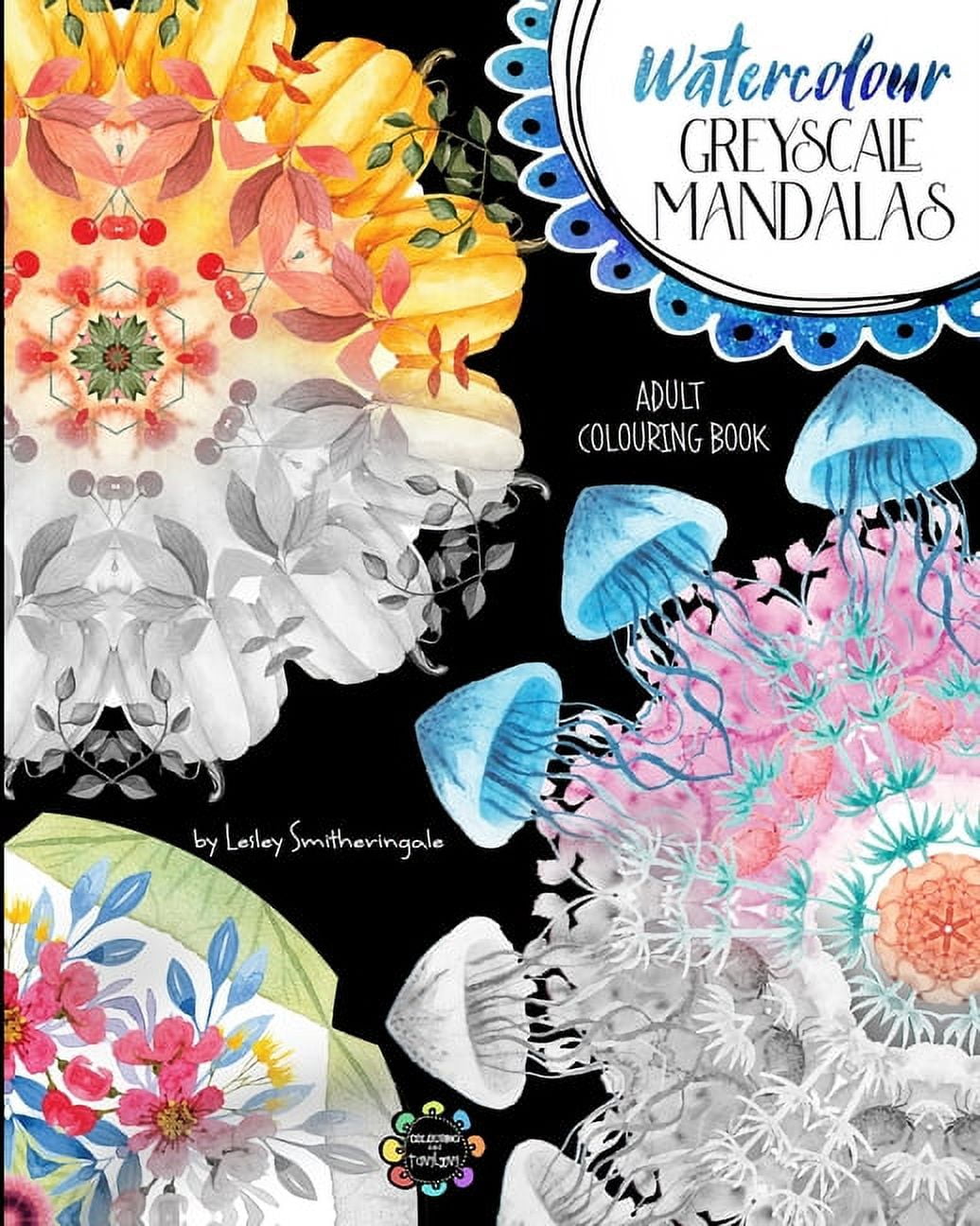 Watercolour Greyscale Mandalas Watercolour Greyscale Mandalas Adult ...