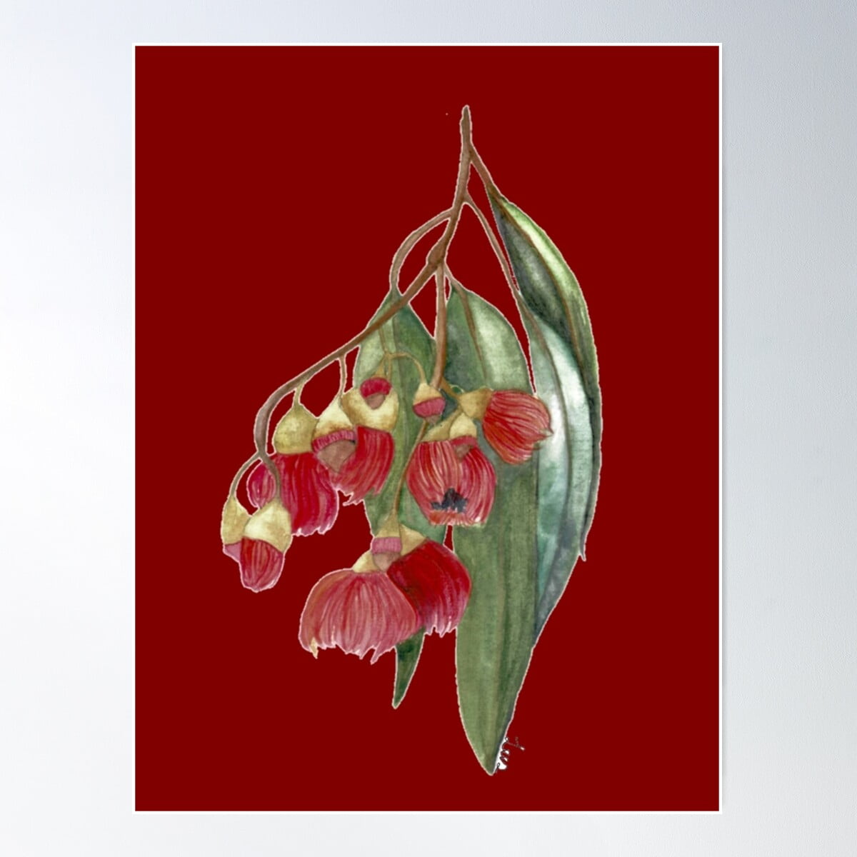 Watercolour Gum Tree Poster Wall Art, Modern Wall Decor For Living Room ...