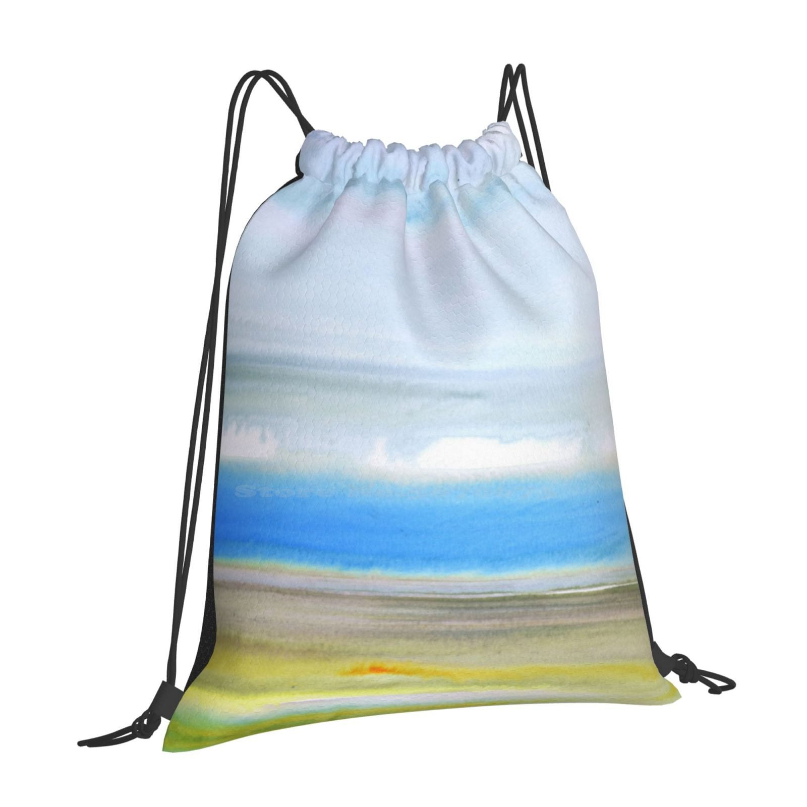 Watercolour Landscape Blue & Green Bag Big Capacity Backpack Laptop ...