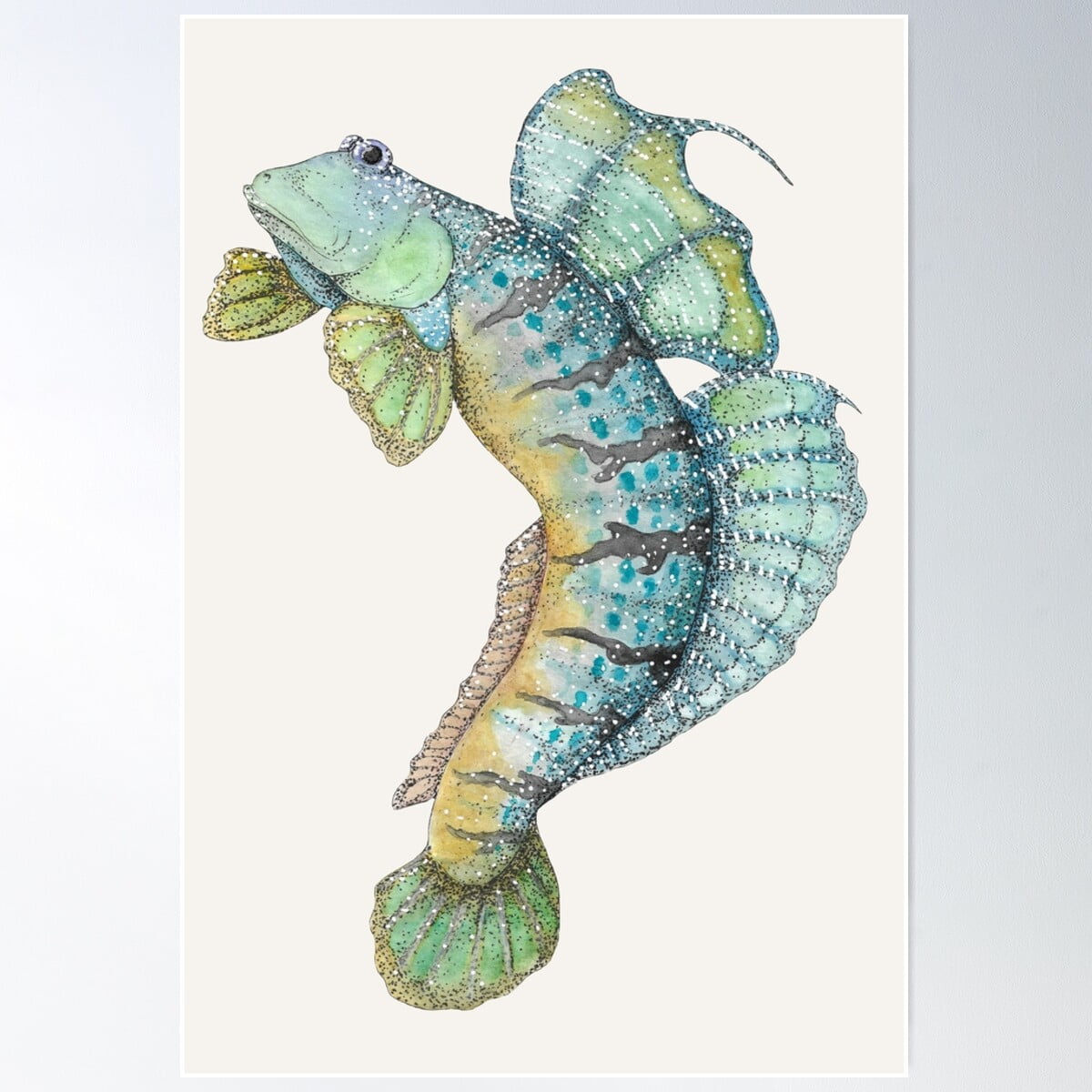 Watercolour Mudskipper Poster Wall Art, Modern Wall Decor For Living ...