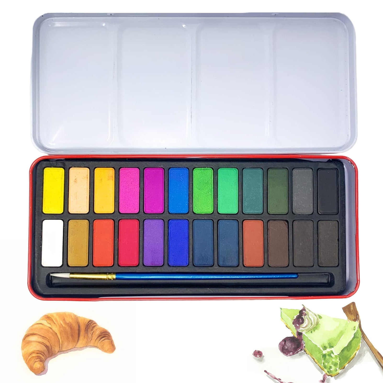 Watercolour Paint Set, 24 Color Solid Paint Set +1 PCS Brush ...