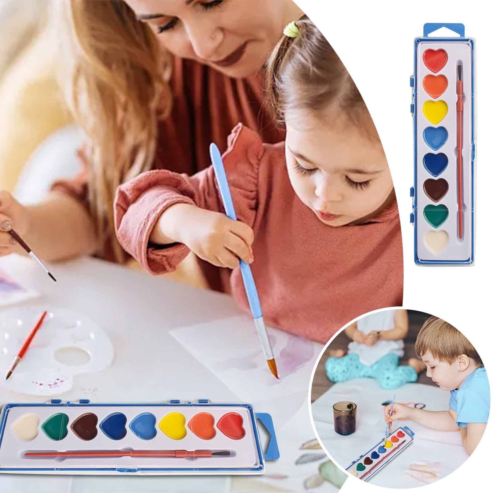 Watercolour Paint Set,8 Colours with Brush,Water Tank Brush,Palette ...