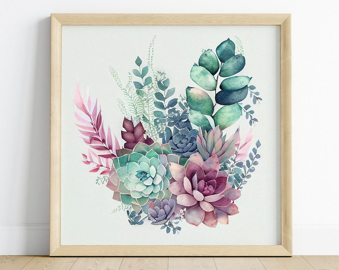 Watercolour Succulents. Physical Art Print. Free Worldwide Shipping ...