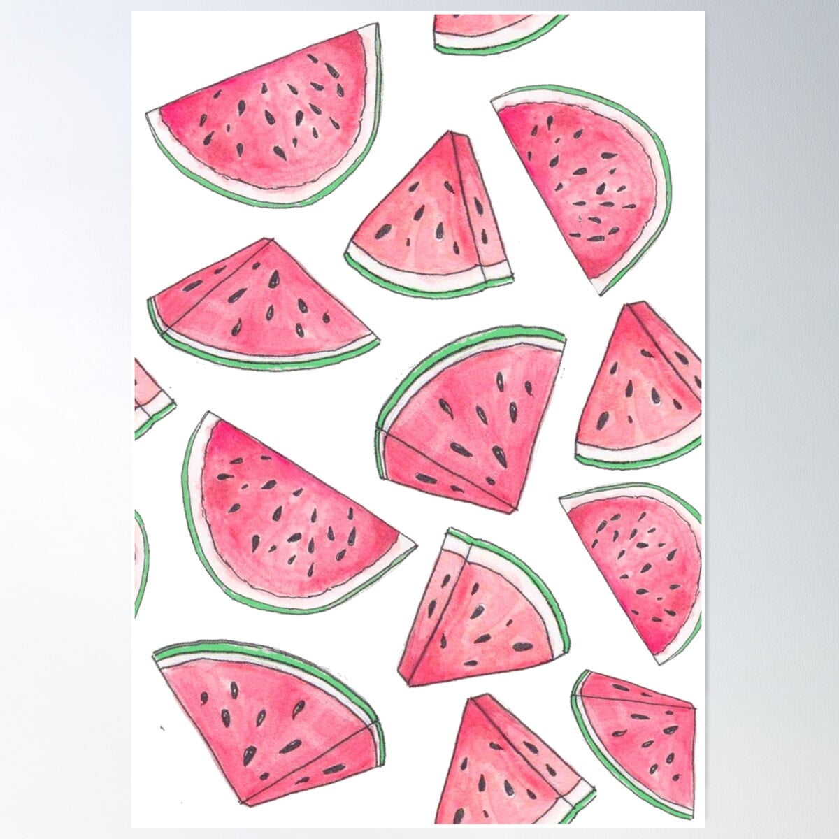 Watercolour Watermelons Poster Wall Art, Modern Wall Decor For Living ...