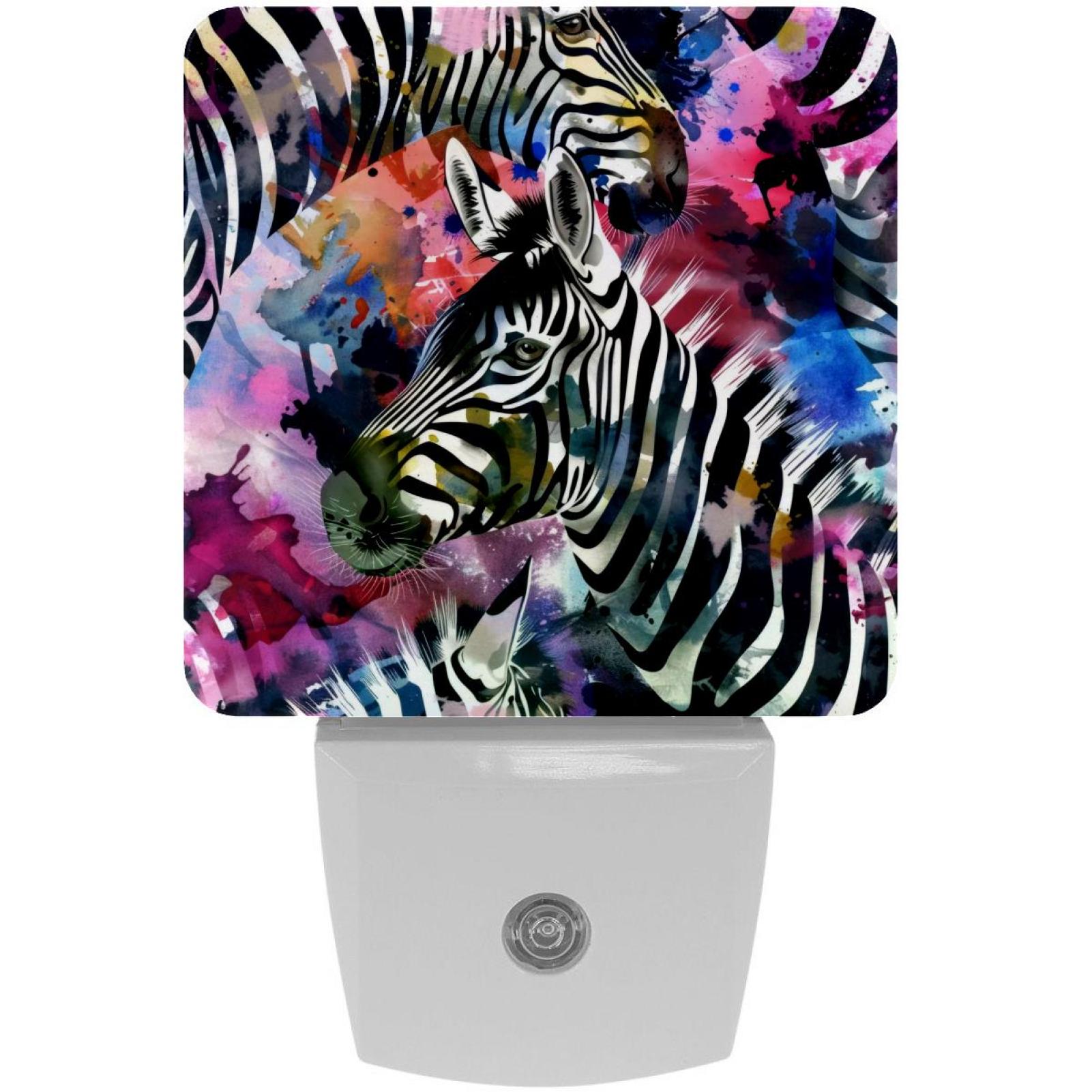 Watercolour Zebra Wild Animal 2 Pack Night Lights Plug Into Wall ...