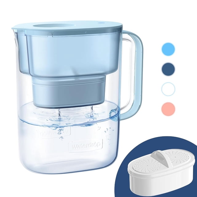 Waterdrop 10-Cup Water Filter Pitcher, 1 Filter, 200 Gallons, Reduces ...