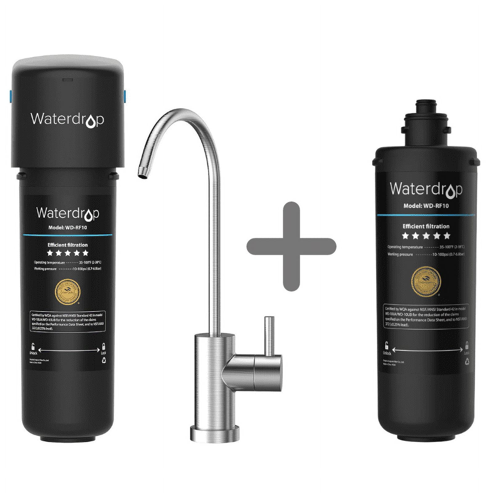 Waterdrop 10UB Under Sink Water Filter System, With Extra RF10 Water ...