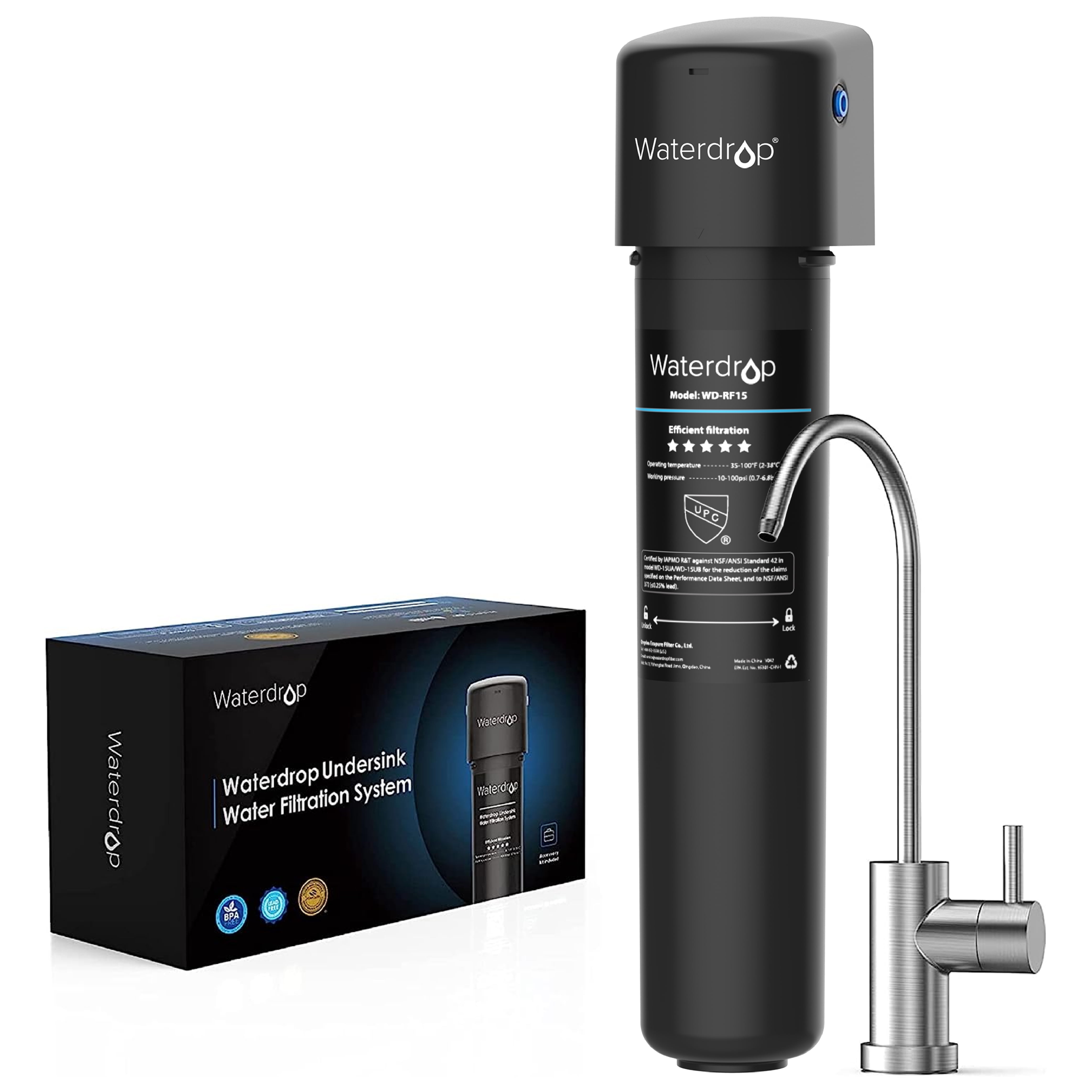Waterdrop 15UB Under Sink Water Filter System, 16K High Capacity ...