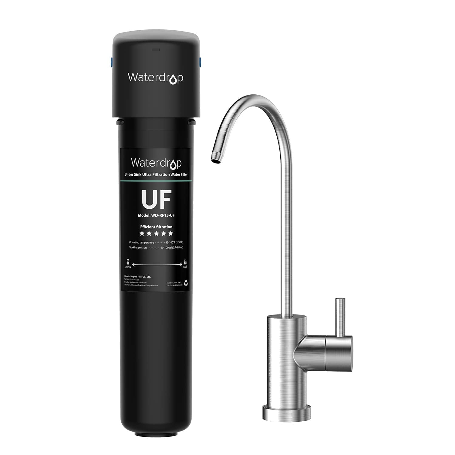 Free Shipping! Waterdrop Water Filter System Under Sink 0.01 Micron Ultrafiltration with Brushed ...
