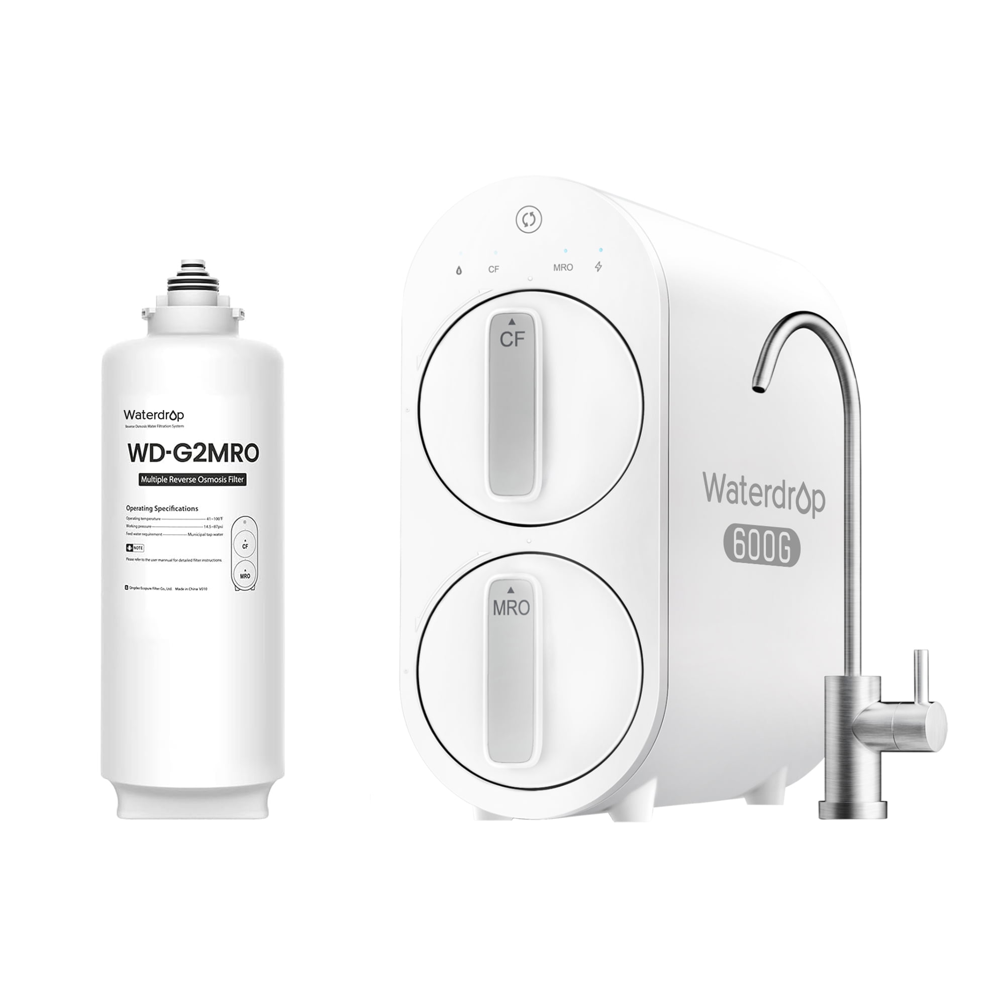 Waterdrop G2P600 Reverse Osmosis System, 600 GPD Reverse Osmosis Water ...