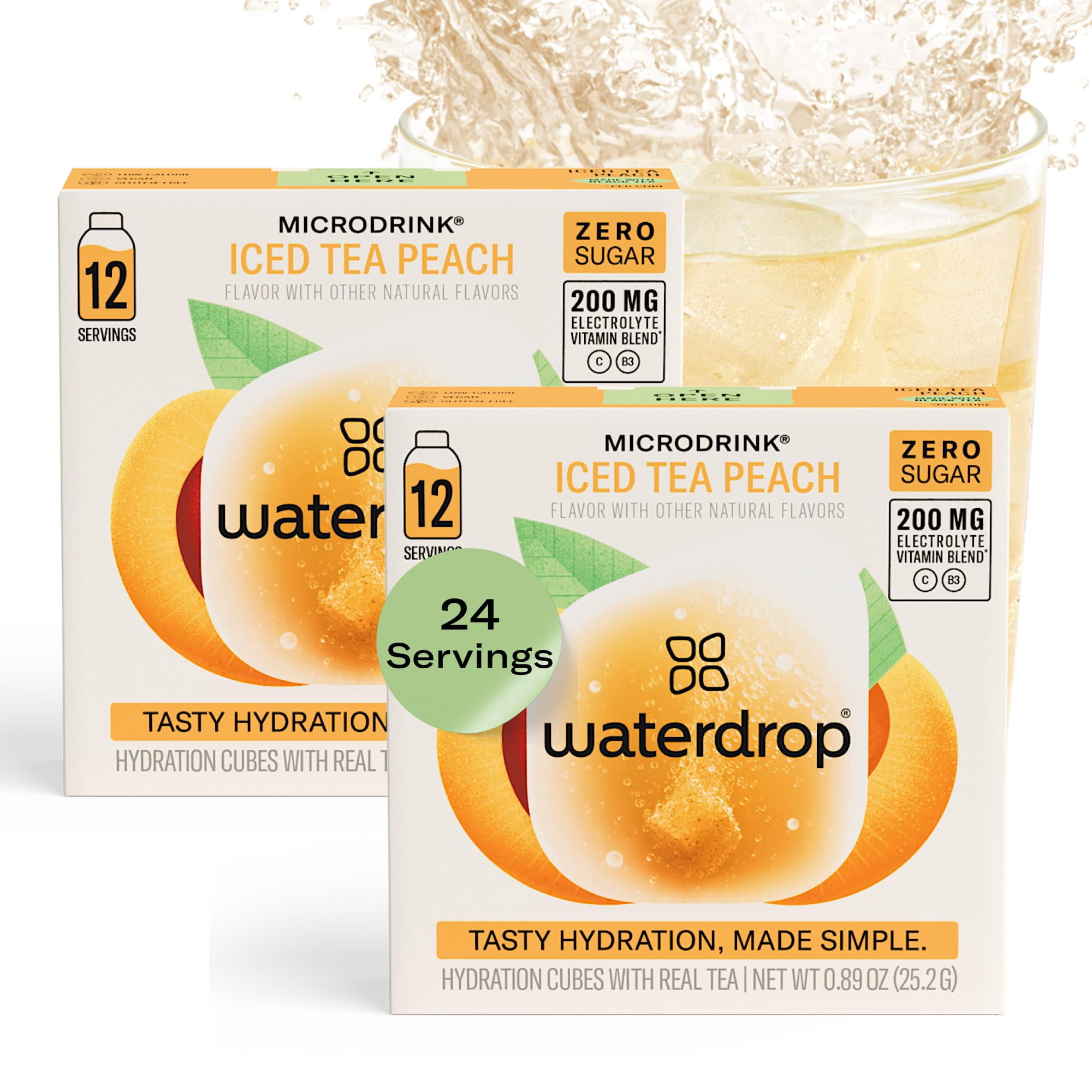 Waterdrop Hydration Cubes, Iced YPF5 Tea Peach, 200 MG Vitamin C & B3 ...