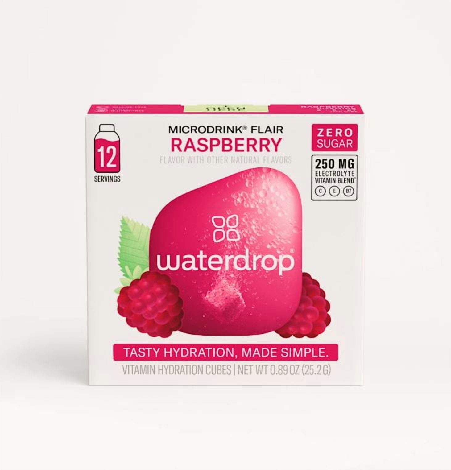 Waterdrop Raspberry FLAIR, Zero Sugar, 5 Cal, Stevia Sweetened ...