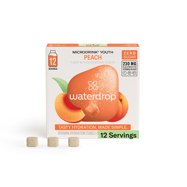 Waterdrop Peach-Flavored Microdrink YOUTH, Infused with Ginger-Ginseng ...