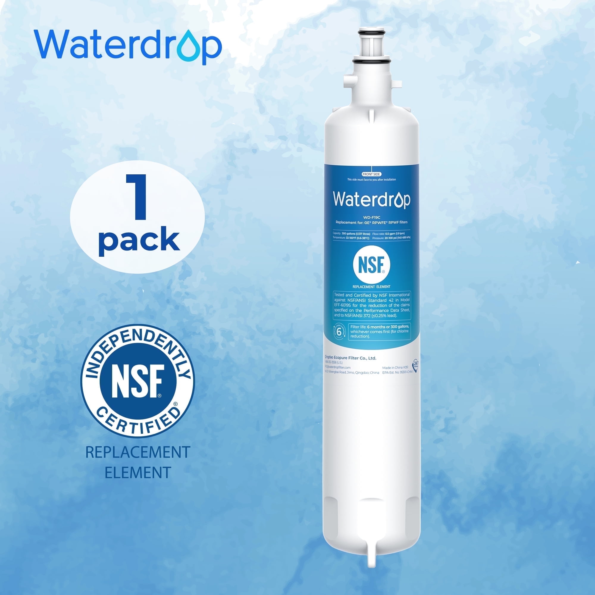 Waterdrop Refrigerator Water Filters for GE® RPWFE, RPWF, WSG-4, DWF-36 ...