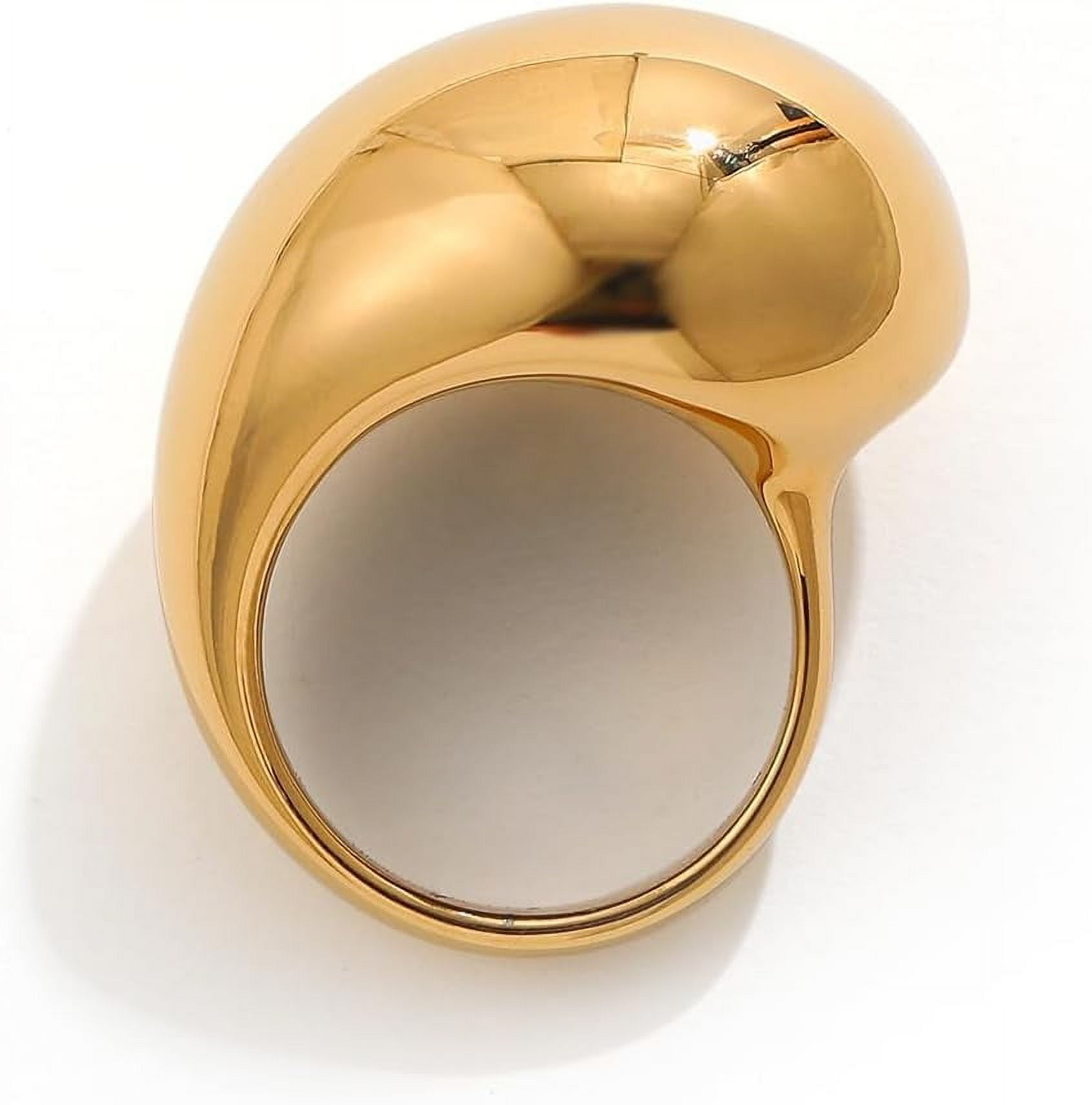 Waterdrop Ring 18K Gold Plated Chunky Statement Rings Dome Teardrop Ring Bombastic Oversize for ...
