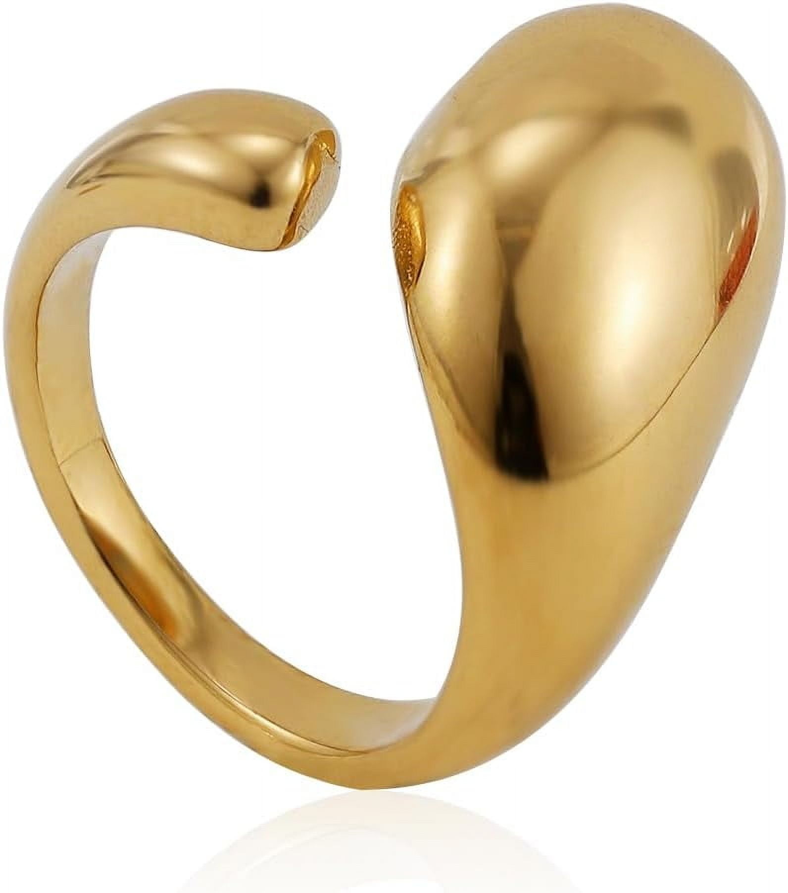 Waterdrop Ring 18K Gold Plated Chunky Statement Rings Dome Teardrop Ring Bombastic Oversize for ...