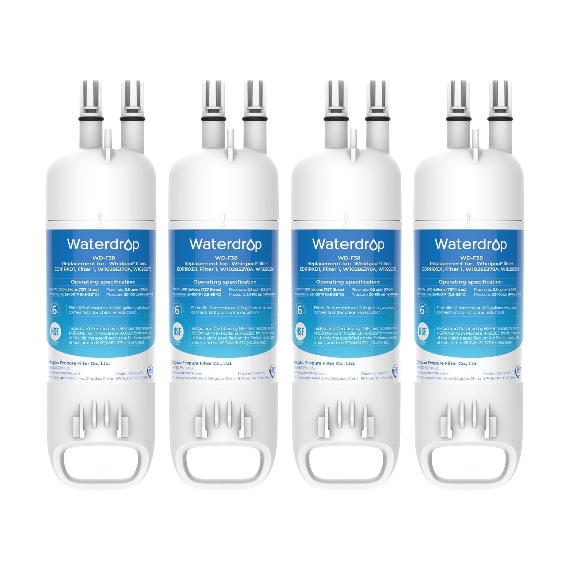 𝐄𝐃𝐑𝟏𝐑𝐗𝐃𝟏 Water Filter Replacement 4 Pack - Compatible with Everydrop ...