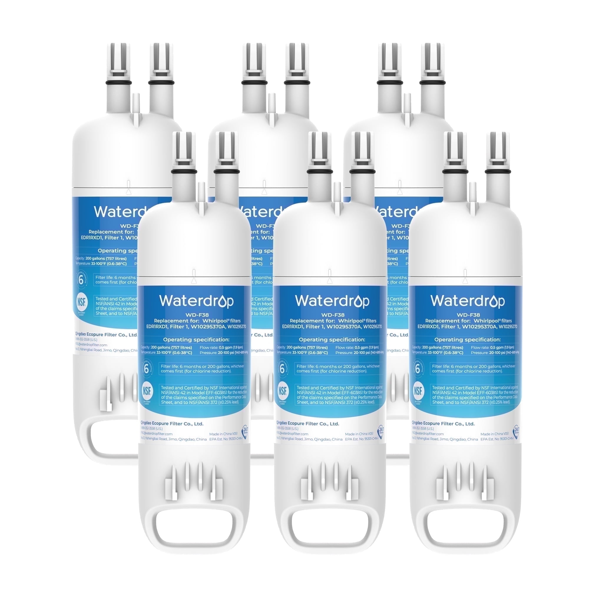 Waterdrop Refrigerator Water Filter Replacement, 6 Pack, Compatible ...