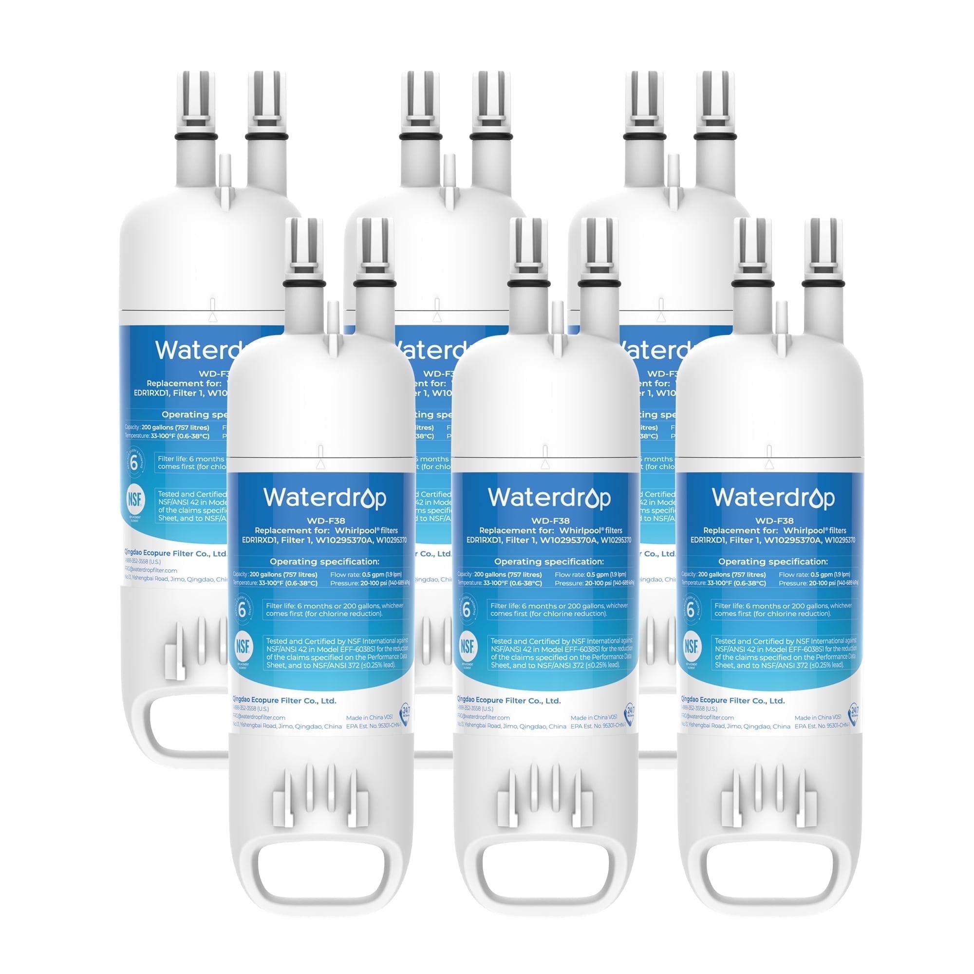 𝐄𝐃𝐑𝟏𝐑𝐗𝐃𝟏 Water Filter Replacement 6 Pack - Compatible with Everydrop ...