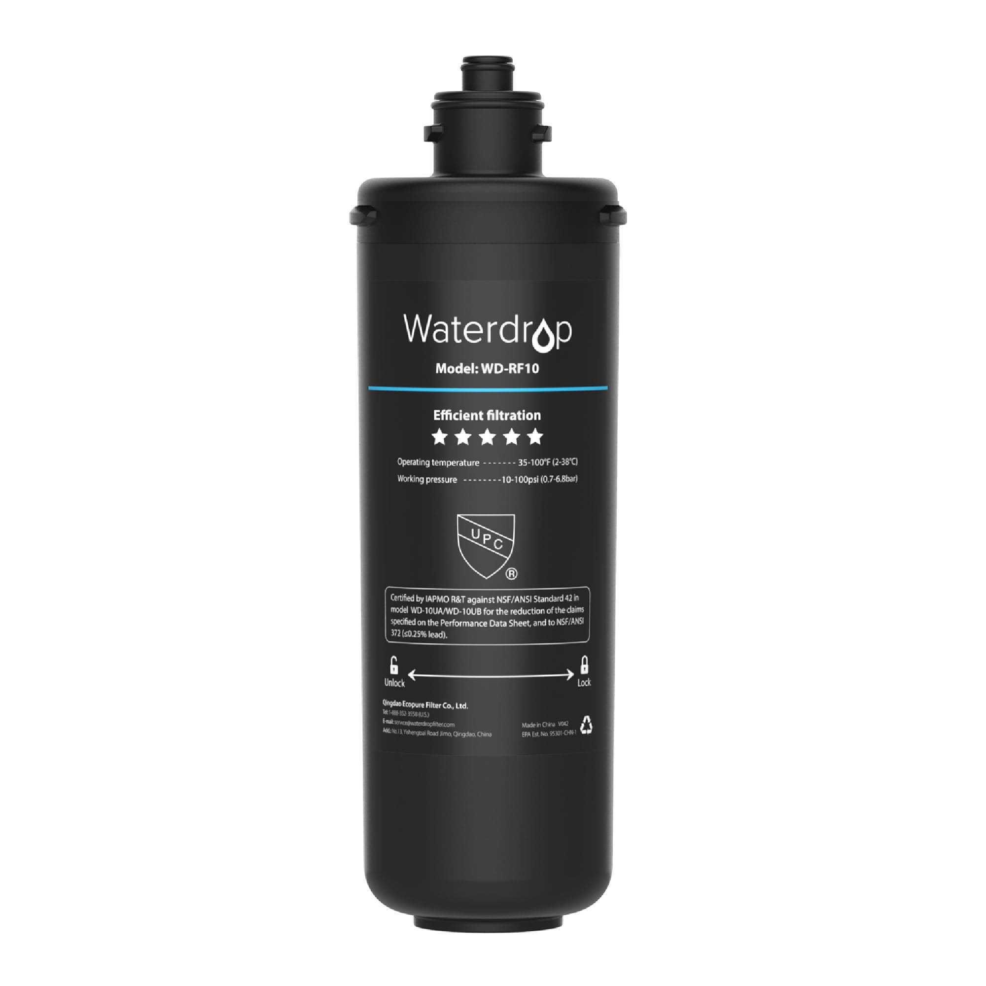 Waterdrop WD-RF10 Inline Under Sink Replacement Filter, 10UA System ...
