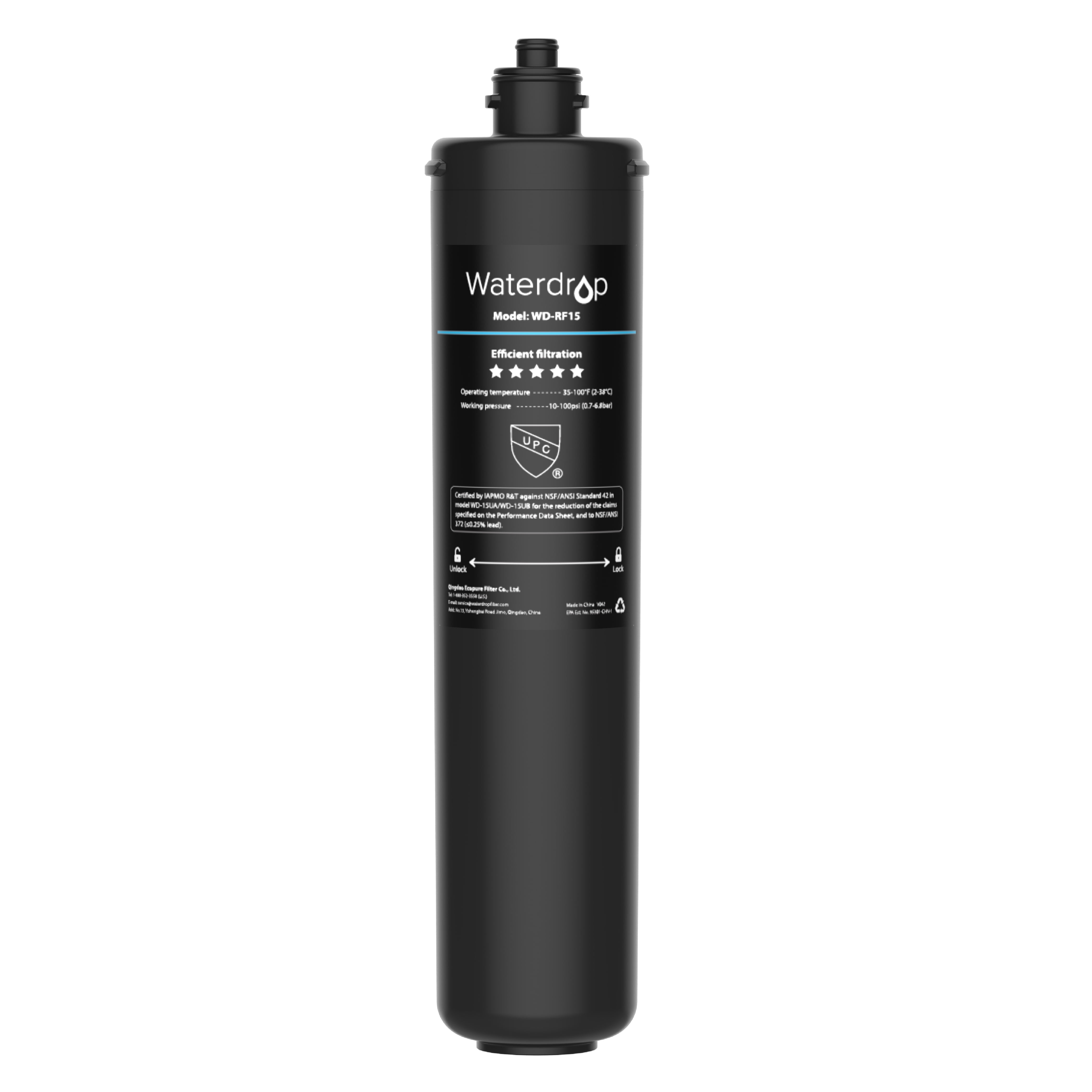 Waterdrop WD-RF15 Water Filter, Replacement 15UA Under Sink Water ...